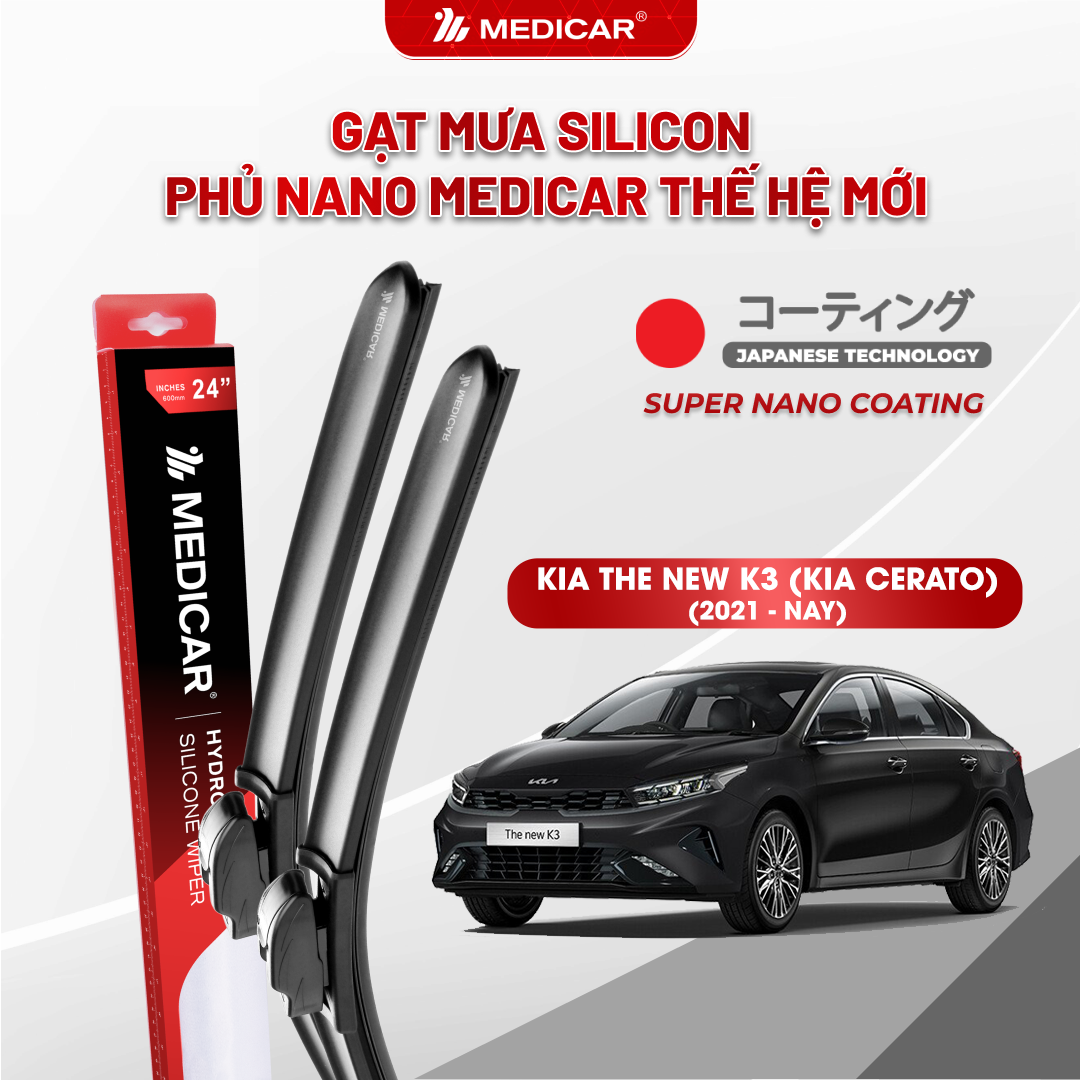 Gạt mưa ô tô Medicar silicon phủ Nano cho xe KIA THE NEW K3 ( KIA CERA – Medicar-Vietnam